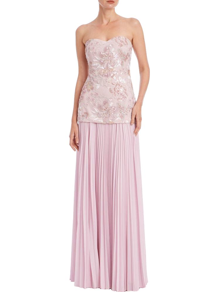 BADGLEY MISCHKA Embellished Drop Waist Evening Gown